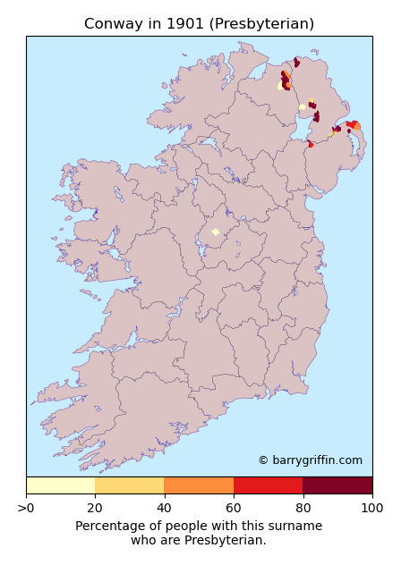 CONWAY Surname Maps of Ireland